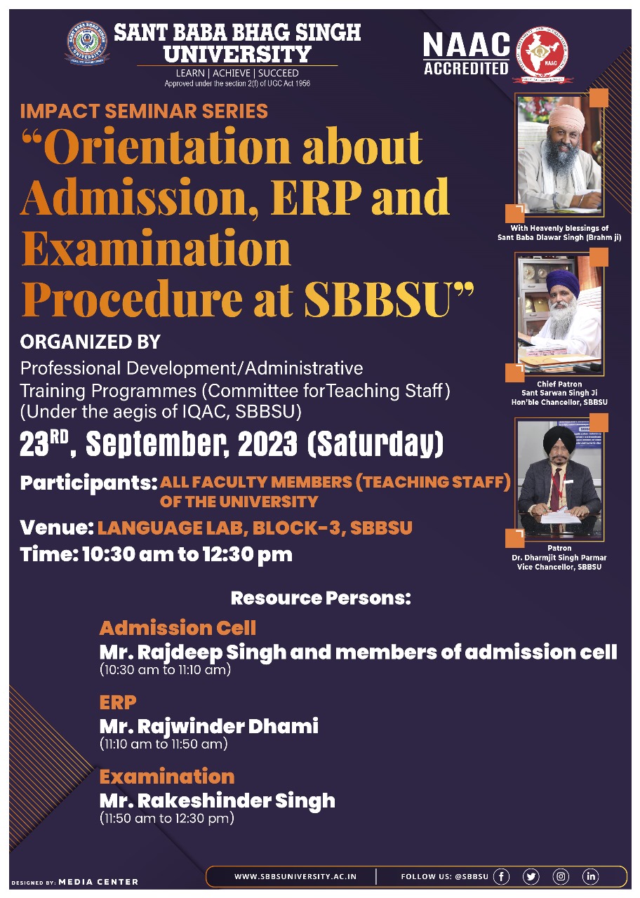 Impact Orientation Series: Orientation about admission, ERP and ...