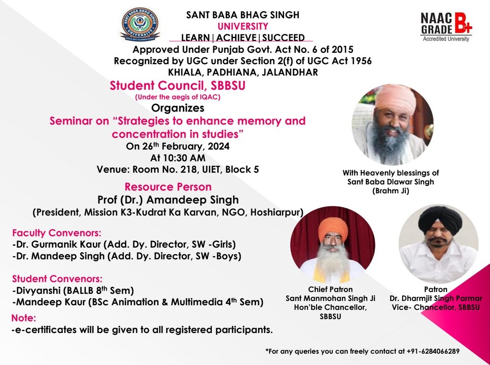 Events at Sant Baba Bhag Singh University