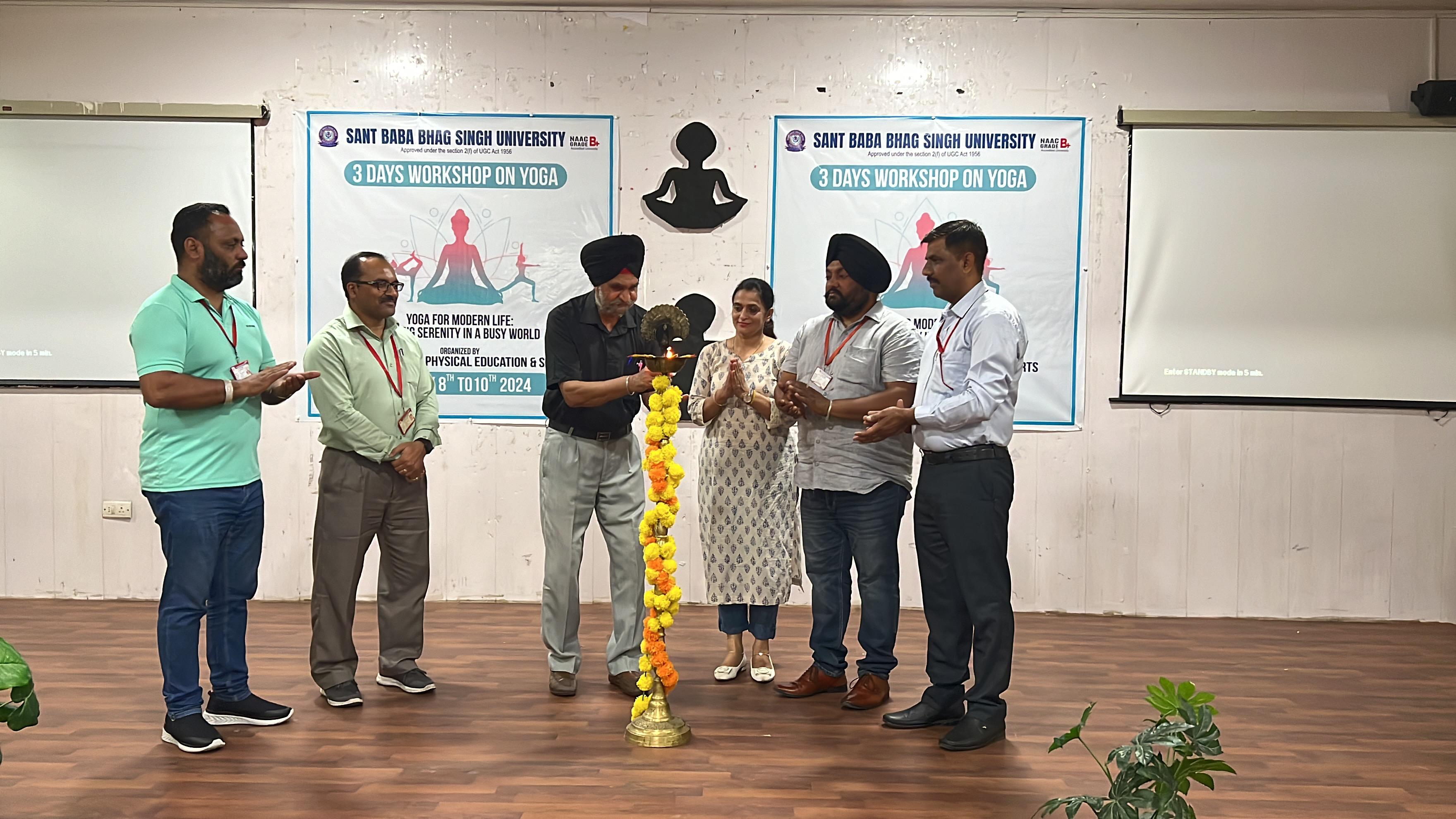 FIRST DAY 3-DAYS WORKSHOP ON YOGA
